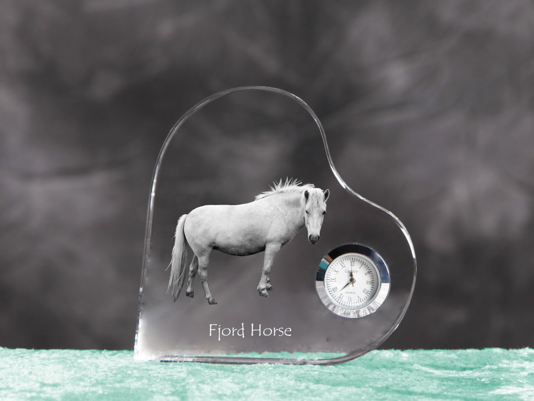 Fjord Horse - Crystal Clock in the Shape of a Heart With the Image of a ...