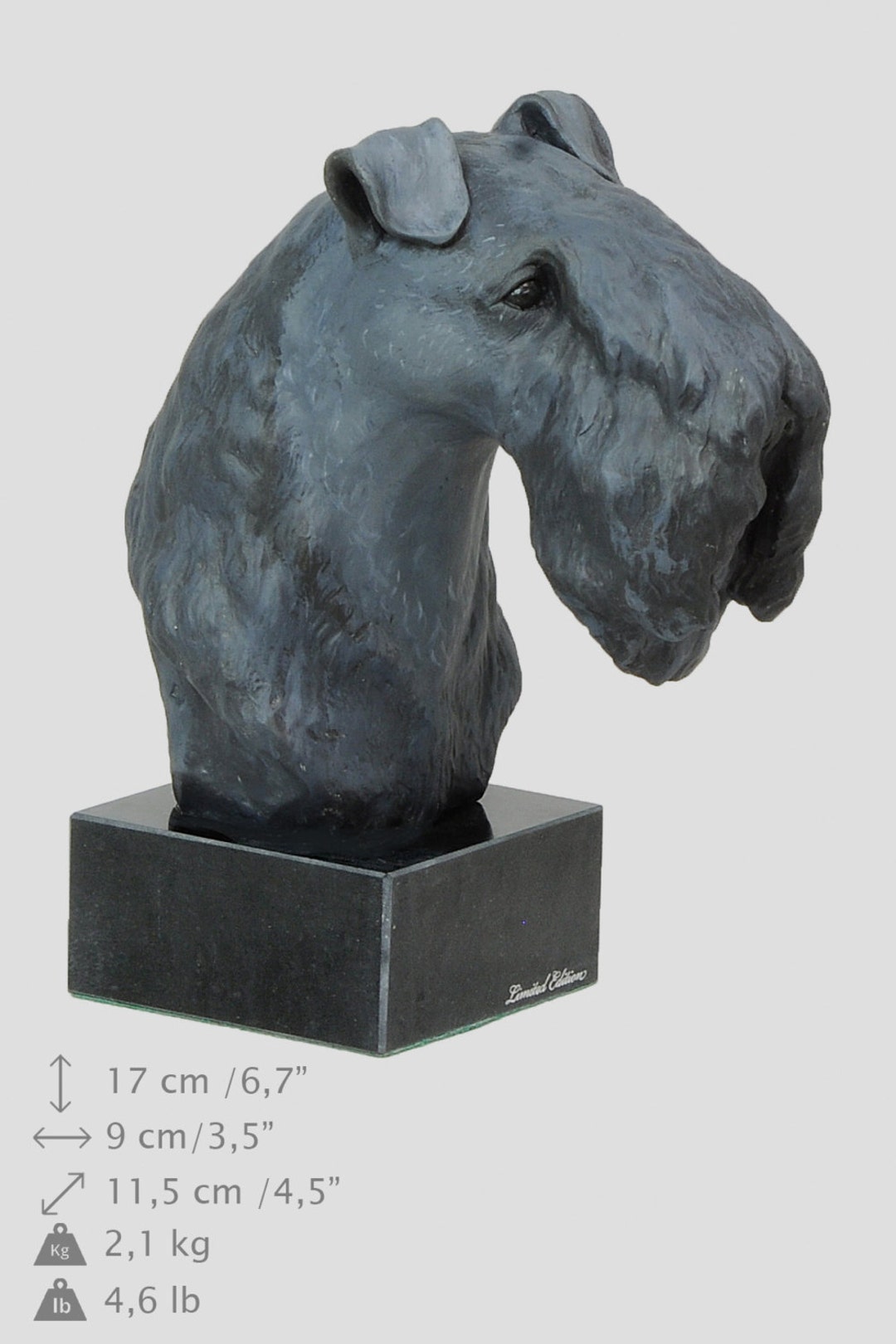 Kerry Blue Terrier, Dog Marble Statue, Painted, Limited Edition, Make ...