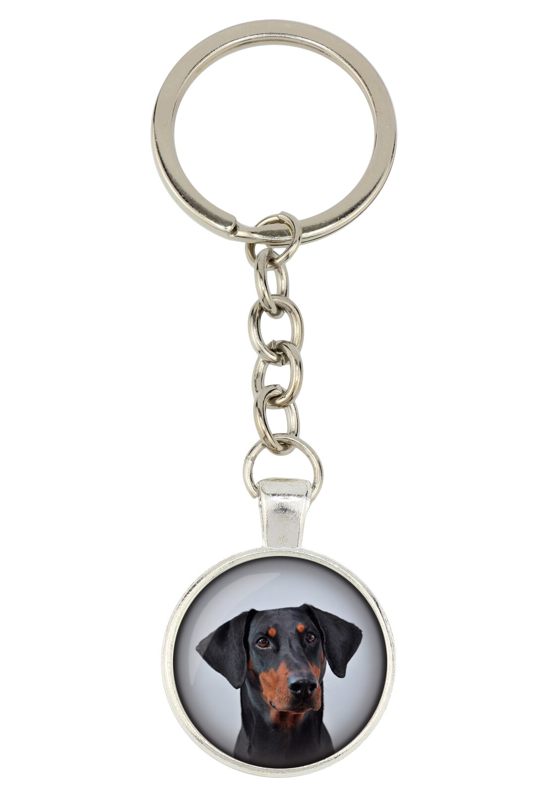 Doberman Uncropped. Keyring, Keychain for Dog Lovers. Photo Jewellery ...