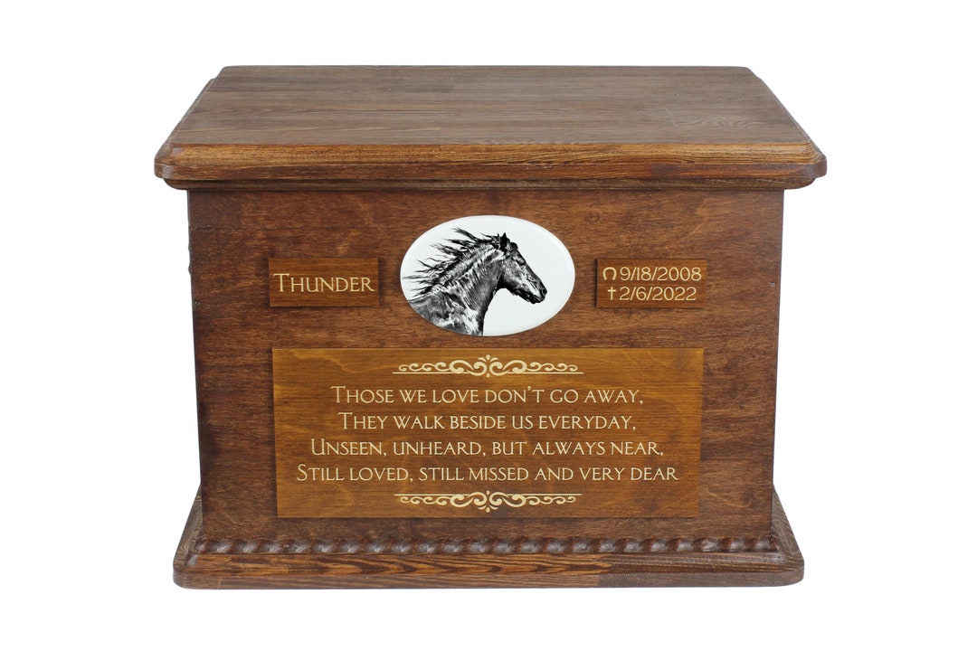 Mustang Big Urn for Horse Ashes, Personalized Memorial With Photo ...