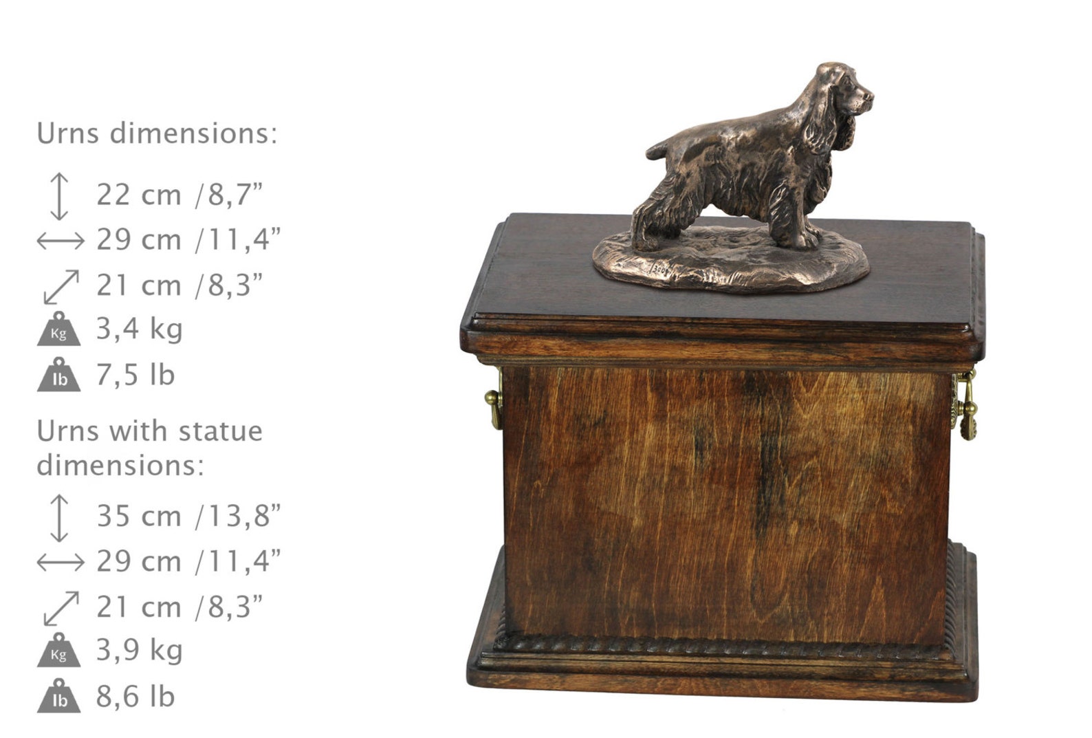 Urn for Dog’s Ashes With a English Cocker Spaniel Statue, ART-DOG ...
