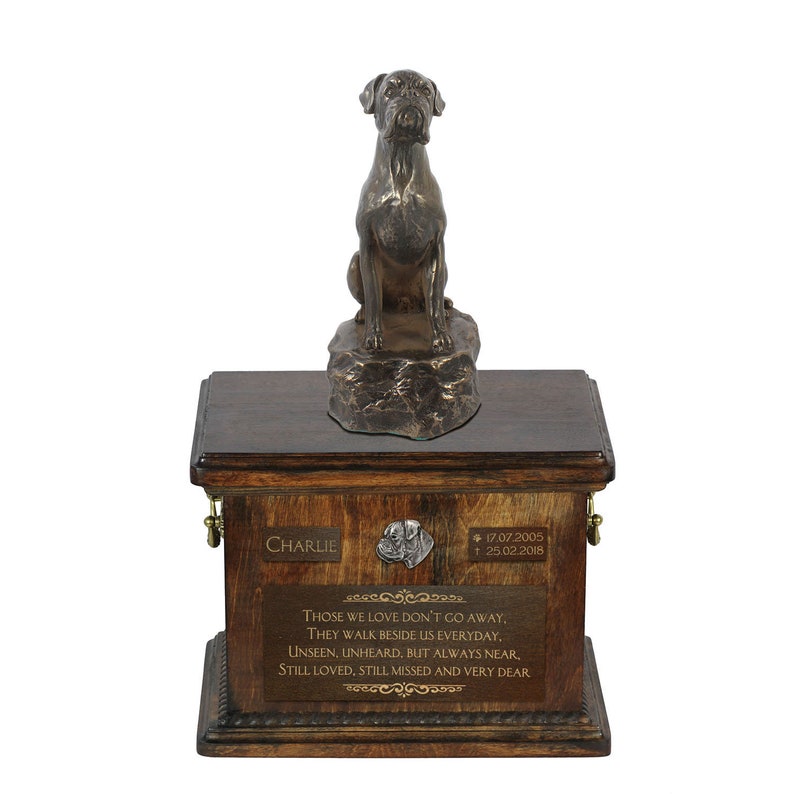 Boxer Sitting - Exclusive Urn for Dog Ashes With a Statue, Relief and ...