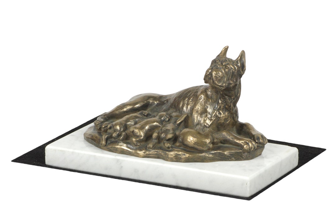 Boxer, Dog White Marble Base Statue, Limited Edition, Artdog. Made of ...
