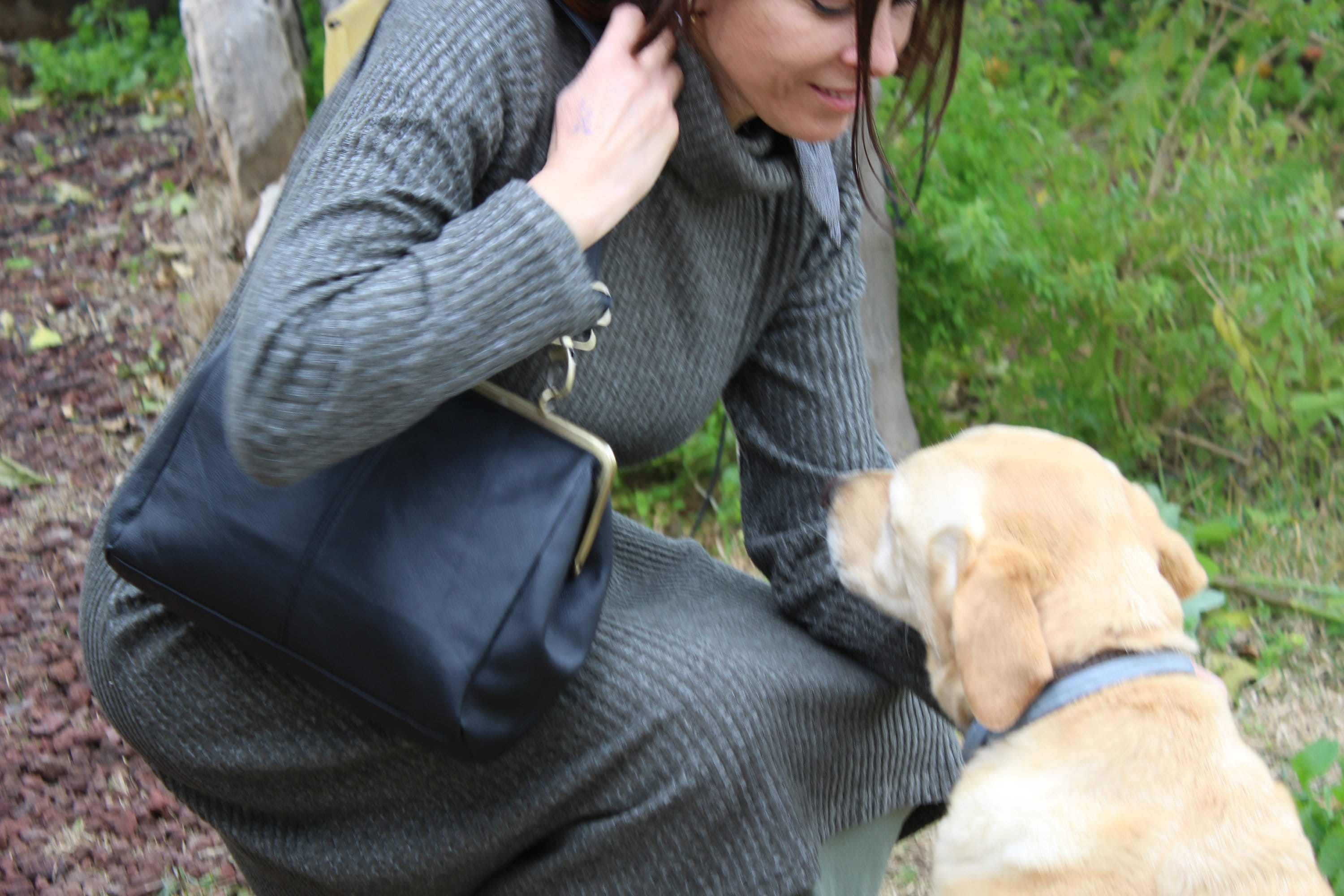 Black Leather Clutch-leather Ball Clasp Purse-big Clasp Purse-leather ...