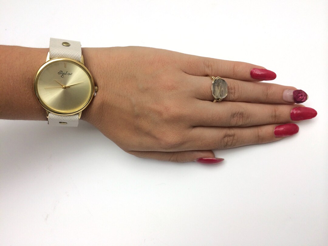 Beige Leather Wrist Watch-women Watches-minimalist Design-clean Design ...