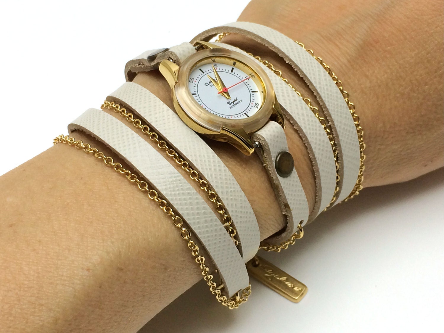 Women Watches-small Round Wrap Watch in Beige Color Leather - Etsy