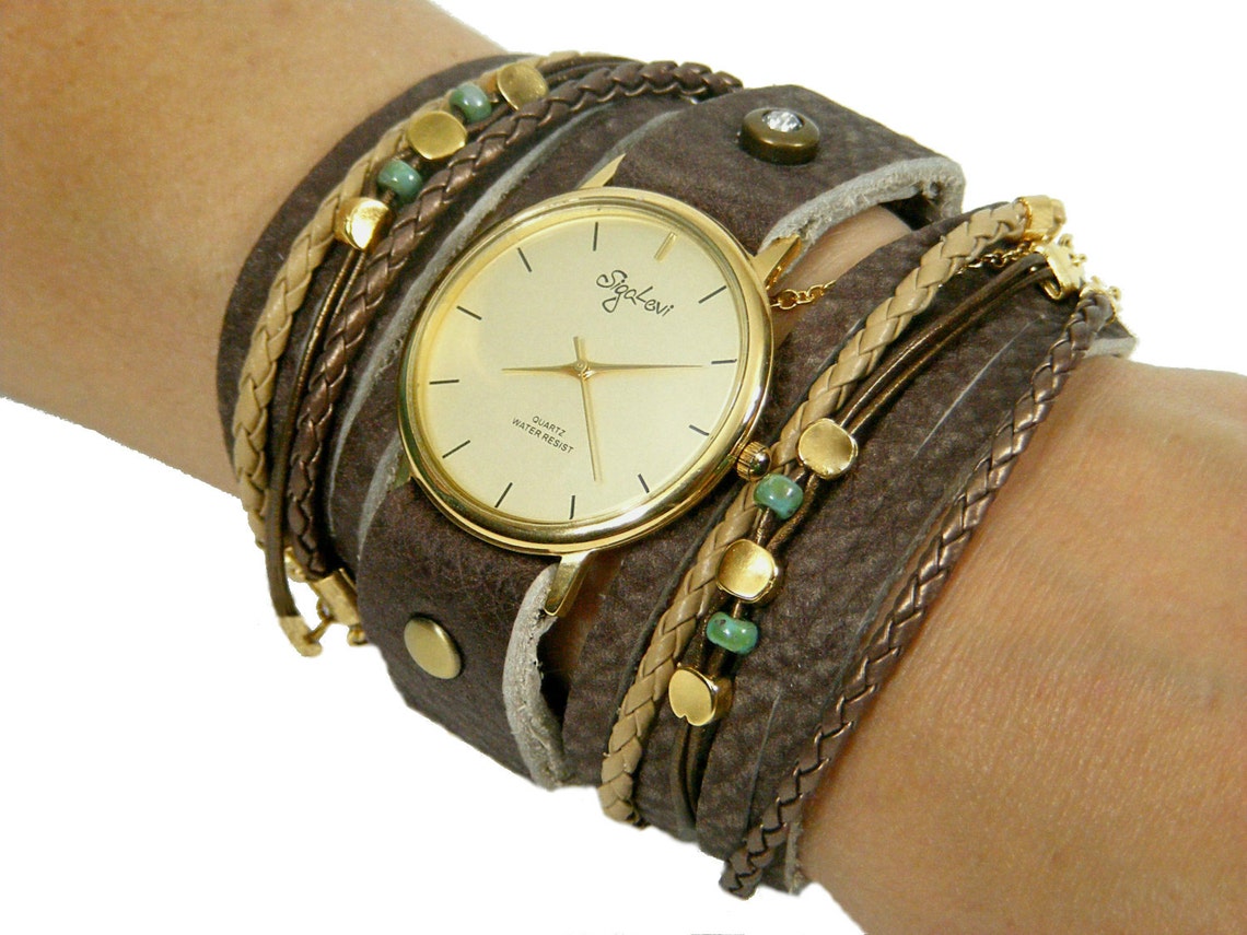 Wrap Leather Watch-woman Watch in Brown Colors-women Watches-wrap Watch ...
