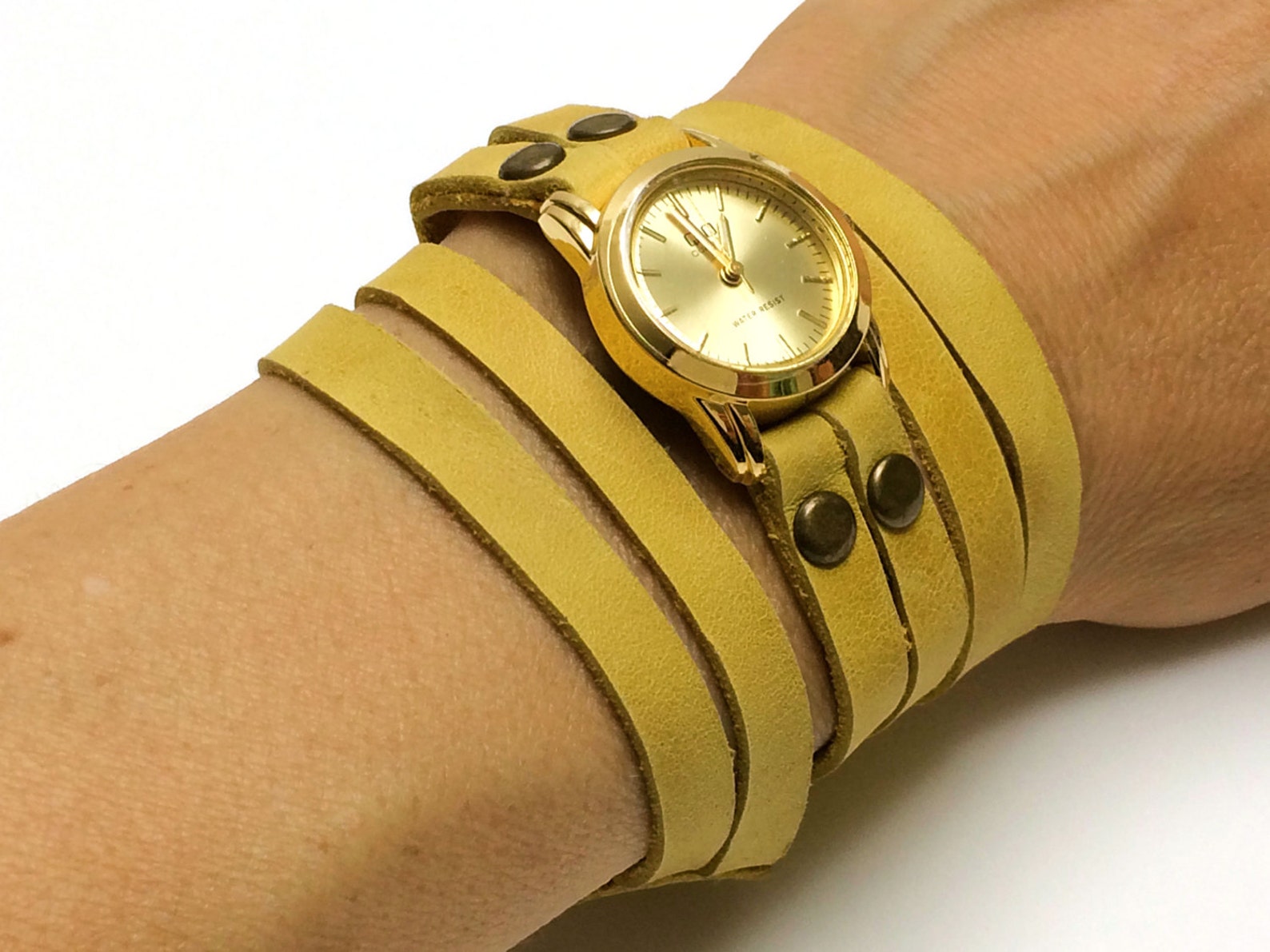 Small Women's Wrap Watch in Sunflower Yellow Leather - Etsy Israel