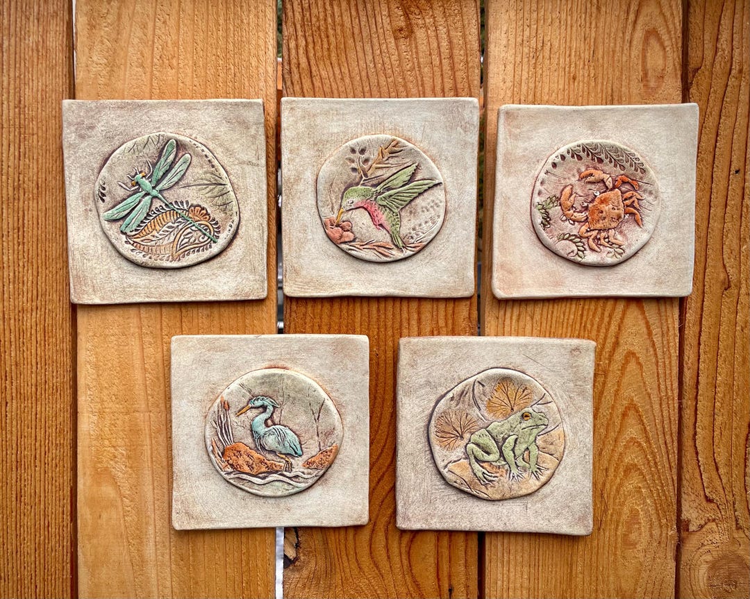 Stoneware Wildlife Tile Plaque - Etsy