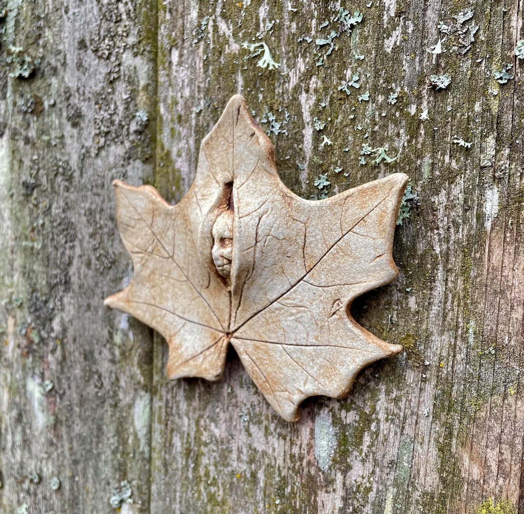 Ceramic Pixie Maple Leaf Spirit Plaque - Etsy