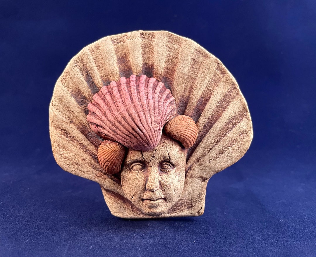 Stoneware Water Nymph With Shells Plaque - Etsy