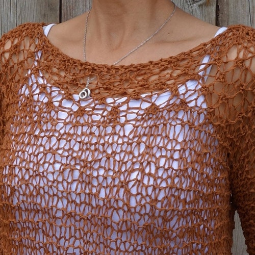 Knitting Pattern Positano Top Loose Knit Boho Sweater Laced Etsy