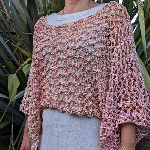 Knitting Pattern Praiano Top Loose Knit Beach Cover Up Laced Etsy Uk