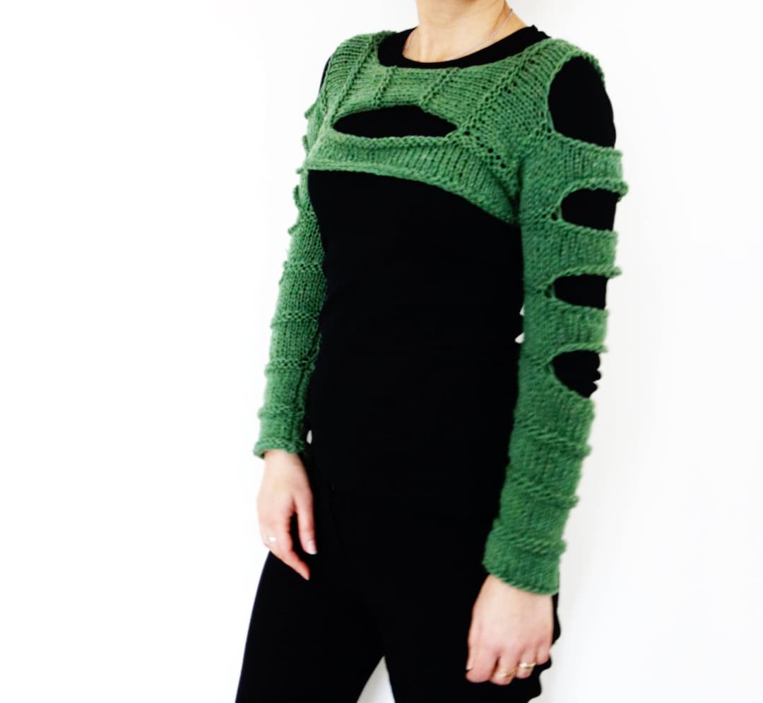 Knitting PATTERN: Cut Out Cropped Sweater, Dropped Sleeve Shrug (PDF ...