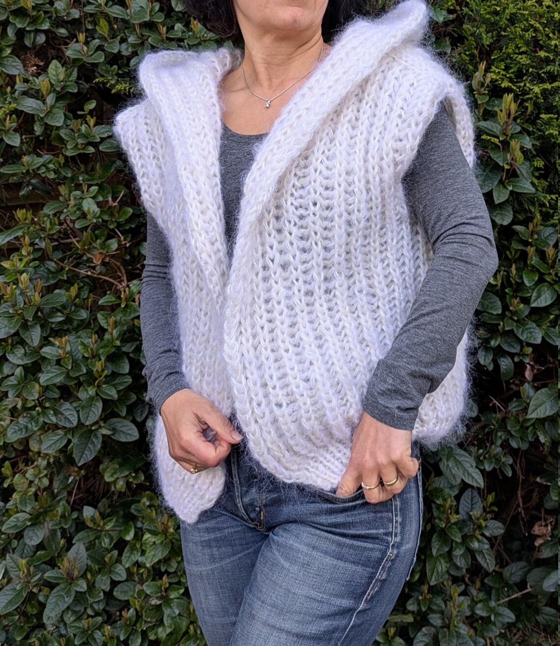 Knitting PATTERN- Hooded Brioche Gilet/bulky Bomber Cardigan/ Hand Knit ...