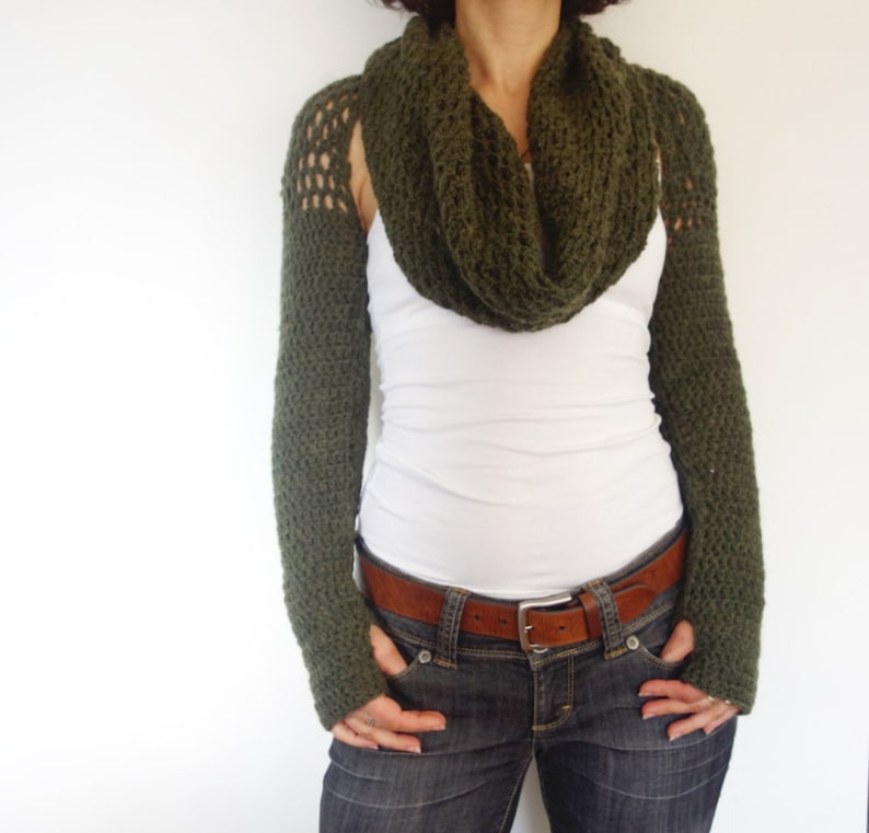 Crochet PATTERN - Wrap Around Thumb Holes Shrug/ Modern Chunky ...