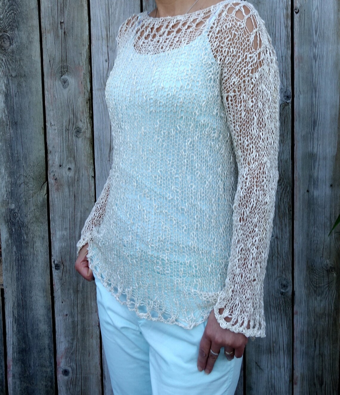 Knitting PATTERN - Sorrento Sweater/ Loose Knit Beach Cover Up/ Laced ...