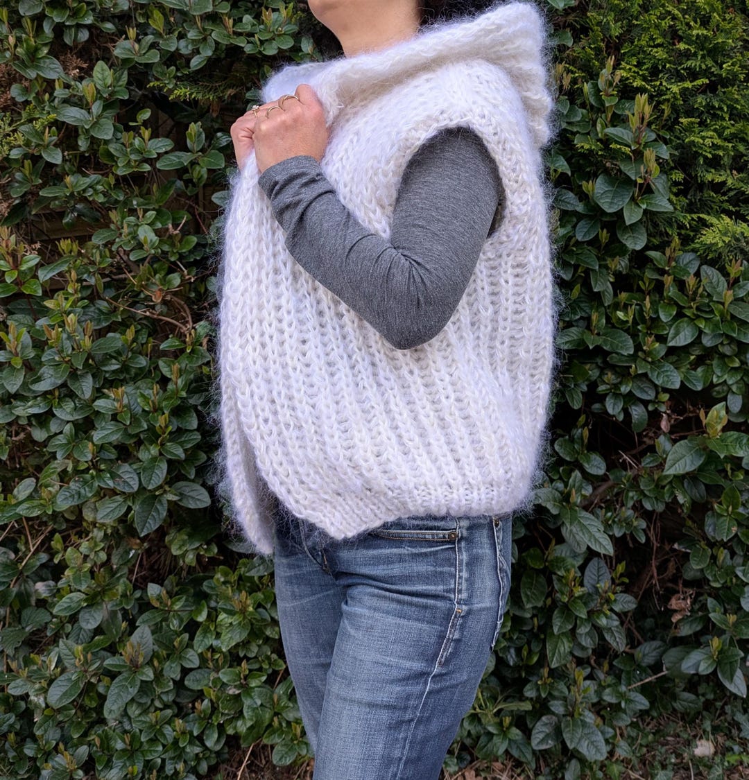 Knitting PATTERN- Hooded Brioche Gilet/bulky Bomber Cardigan/ Hand Knit ...