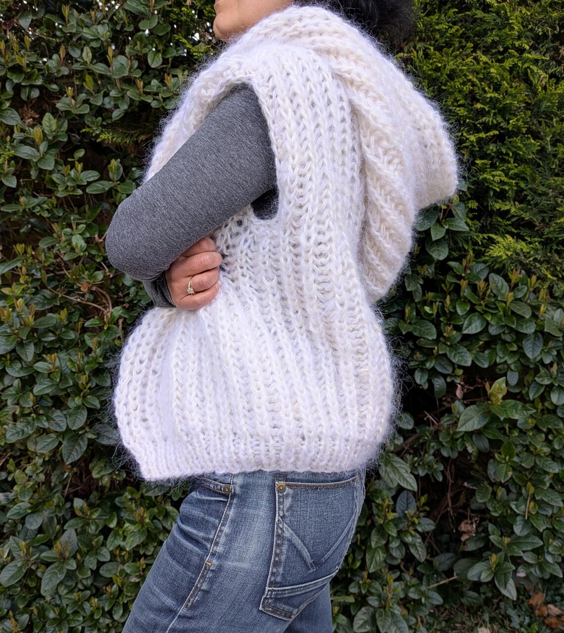 Knitting PATTERN- Hooded Brioche Gilet/bulky Bomber Cardigan/ Hand Knit ...