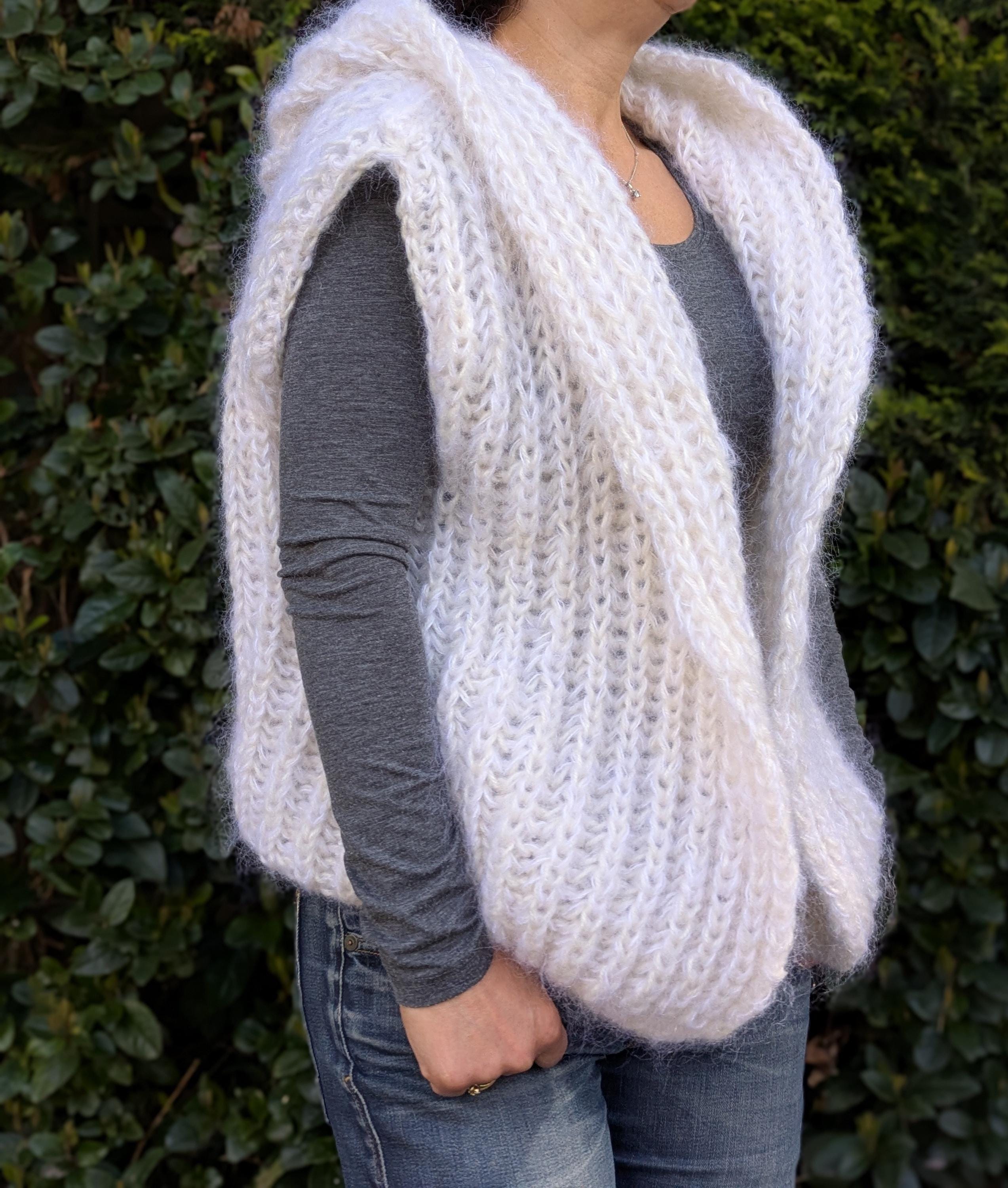 Knitting PATTERN- Hooded Brioche Gilet/bulky Bomber Cardigan/ Hand Knit ...