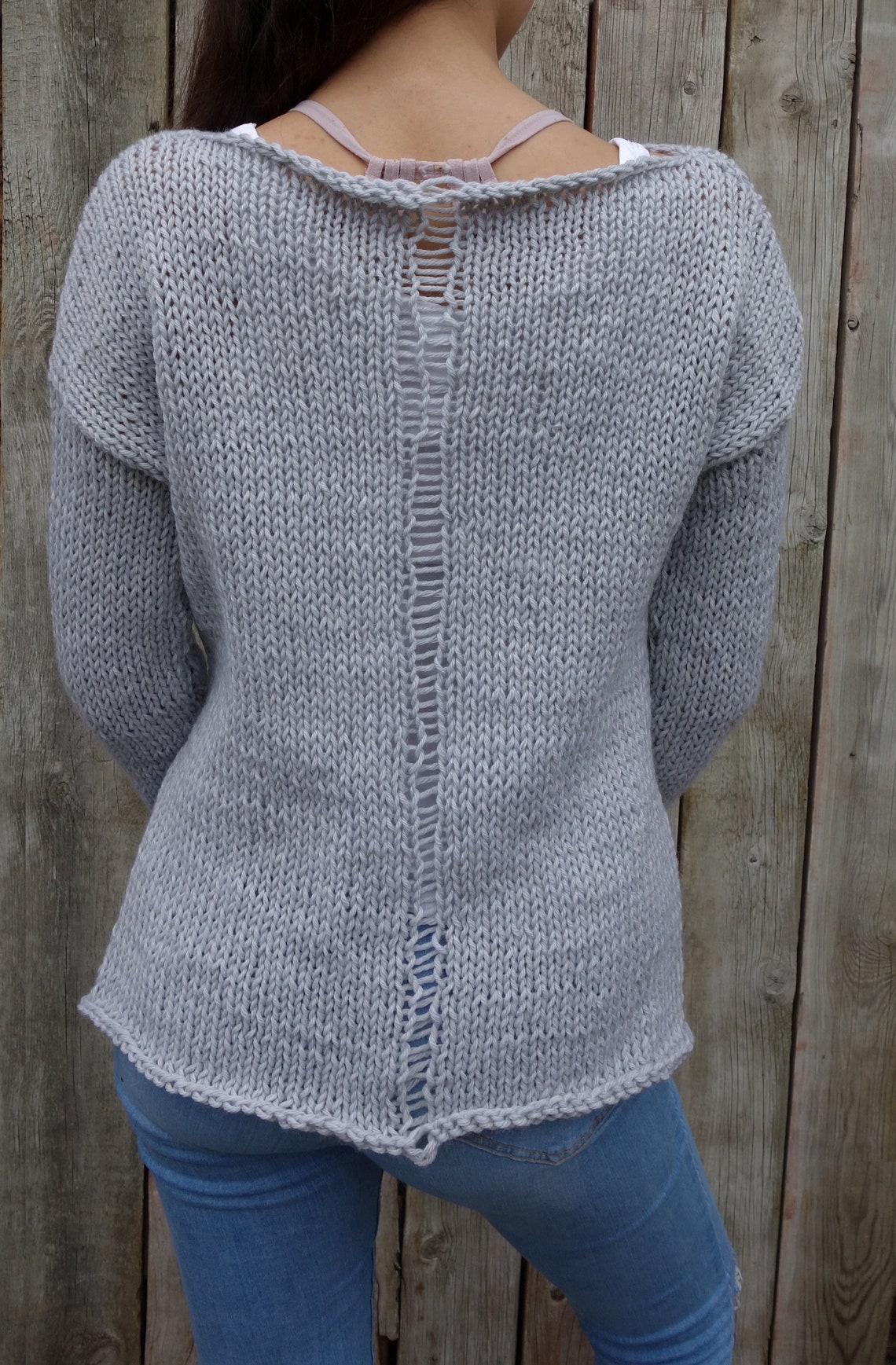 Sweater Knitting PATTERN - Ripped/ Loose Knit Jumper/ off the Shoulder ...