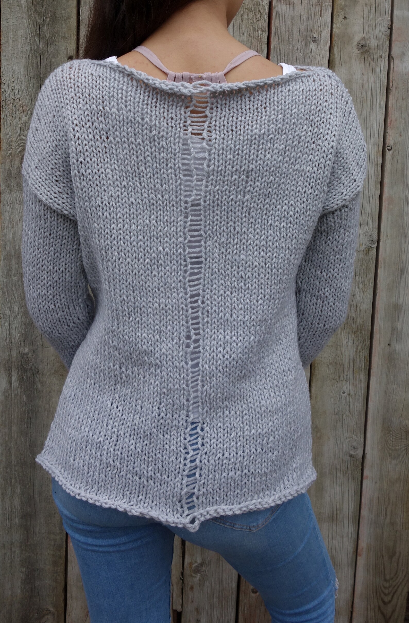 Sweater Knitting PATTERN - Ripped/ Loose Knit Jumper/ off the Shoulder ...