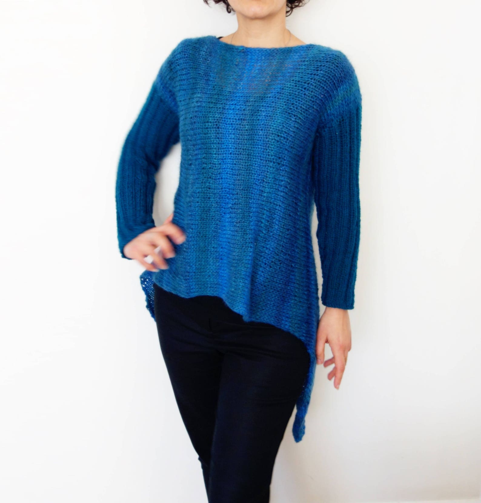 Knitting PATTERN Open Back Long Asymmetrical Sweater/ Loose - Etsy UK