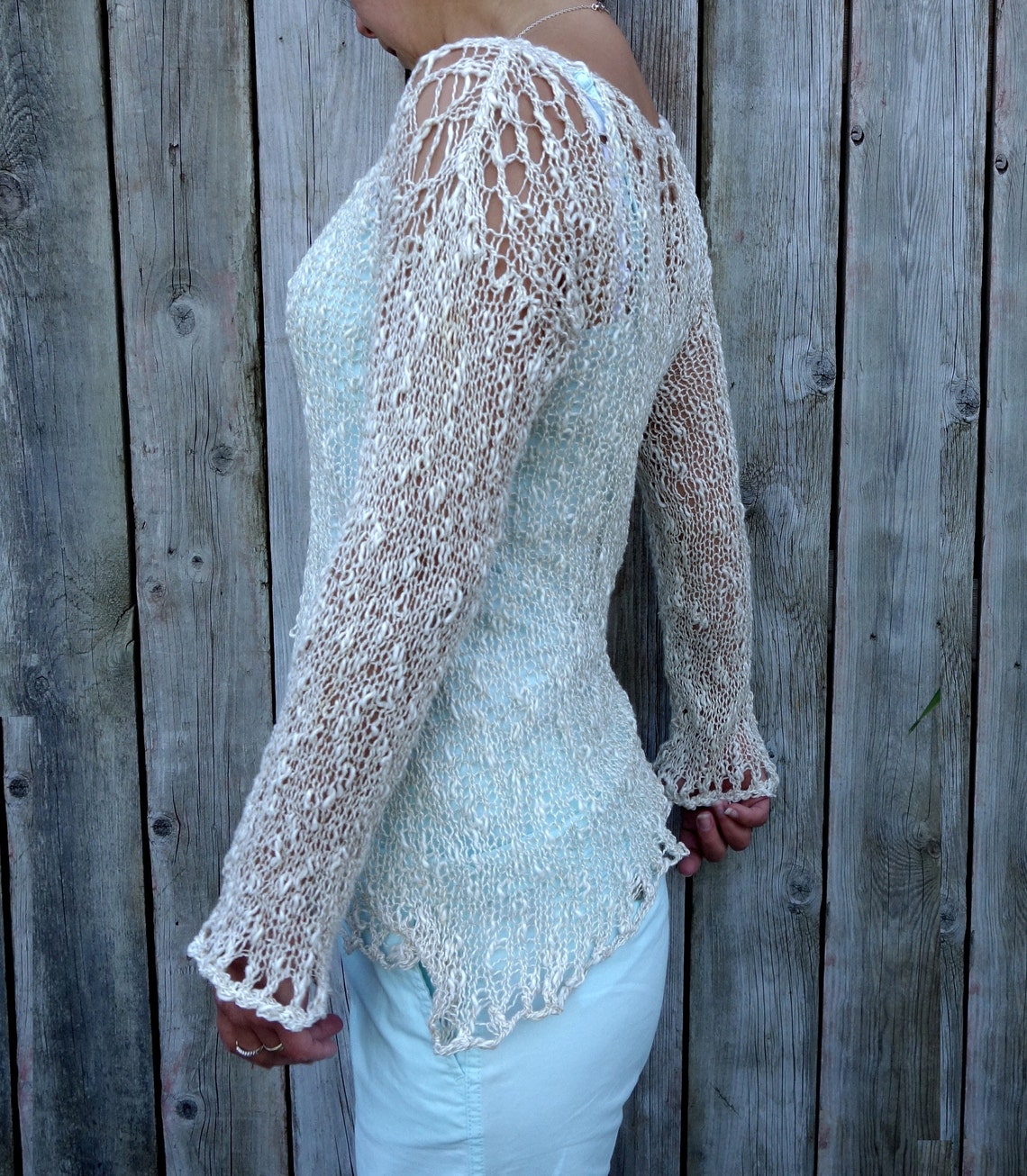 Knitting PATTERN - Sorrento Sweater/ Loose Knit Beach Cover Up/ Laced ...