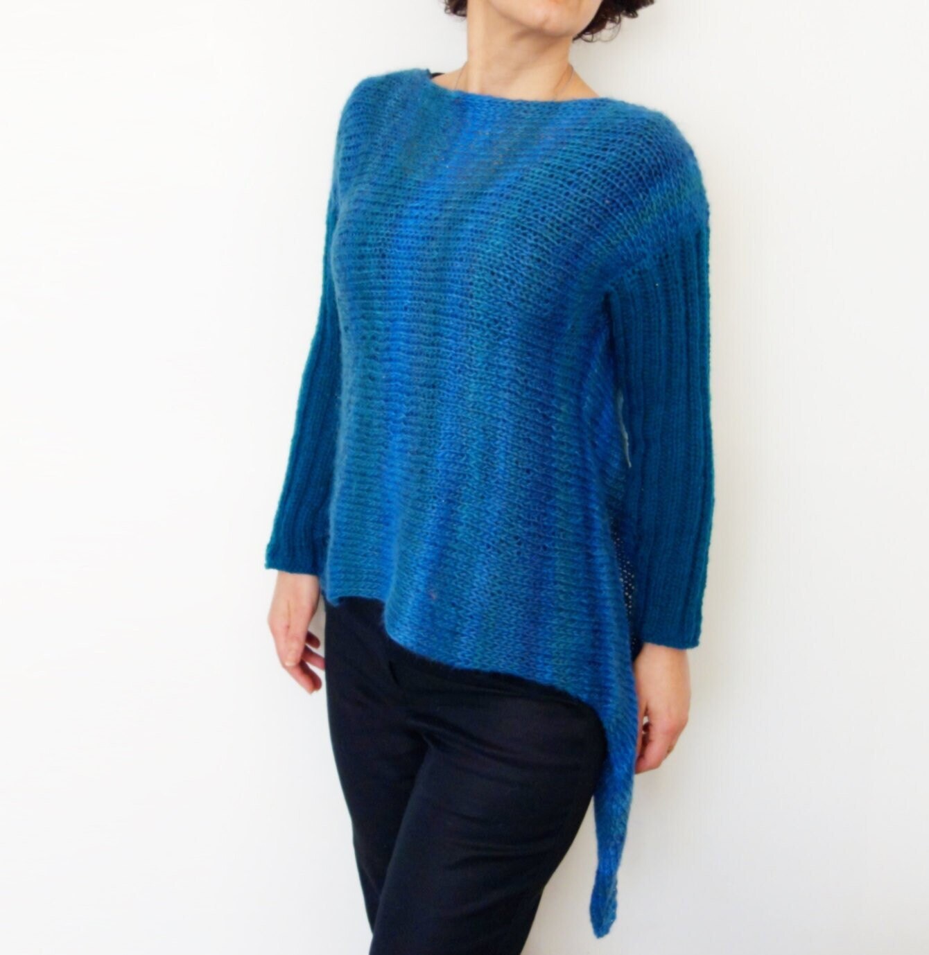 Knitting PATTERN Open Back Long Asymmetrical Sweater/ Loose - Etsy UK