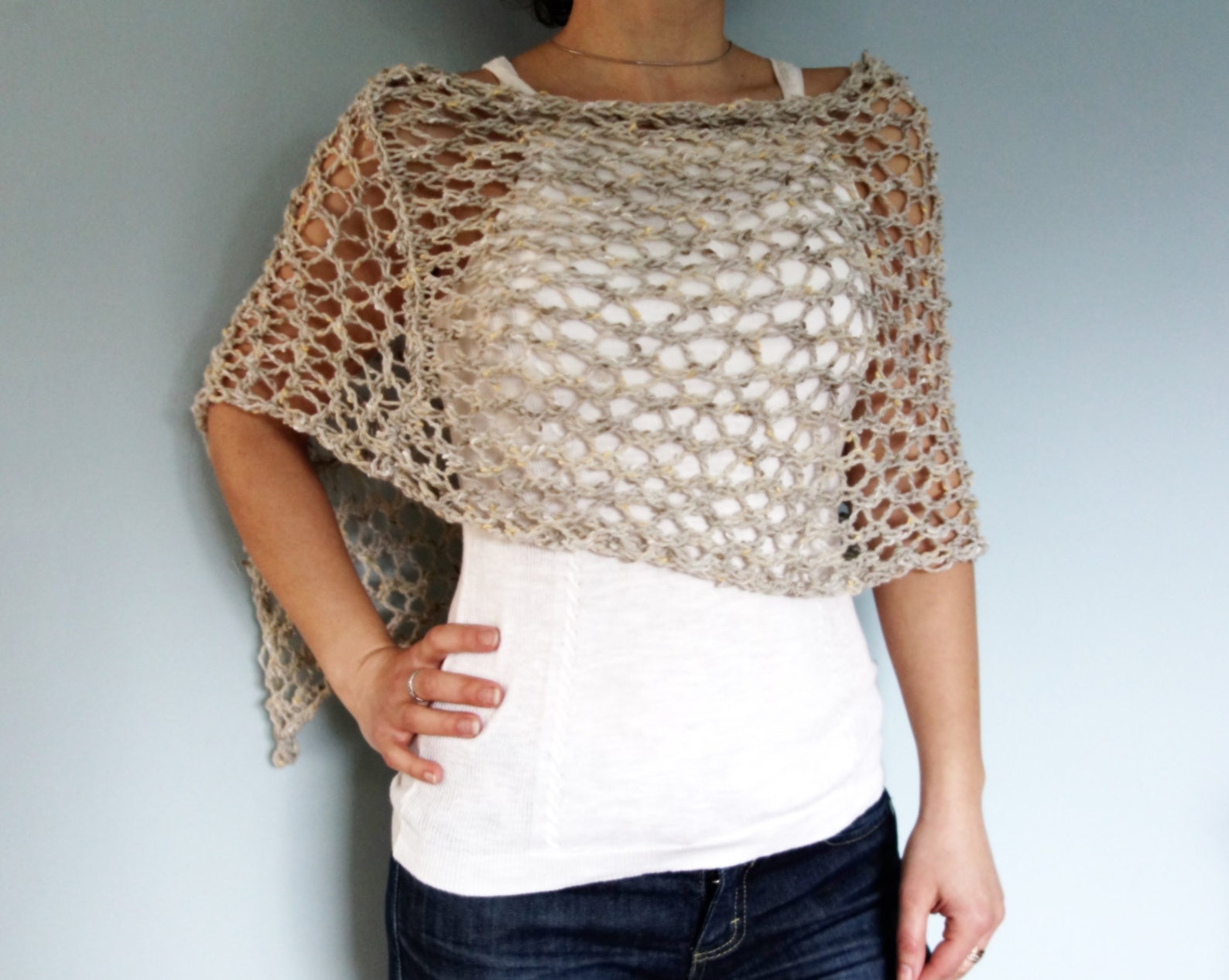 Knitting PATTERN- Hampton Lace Poncho/ Chunky Rustic Scarf ...