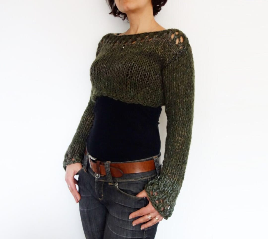 Sweater Knitting PATTERN - Woodland Cropped Top/ Boho Open Knit Short ...