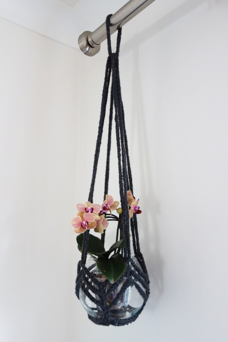 Knitted Plant Pot Hanger PATTERN: Chevron Boho Decor (PDF Pattern) - Etsy