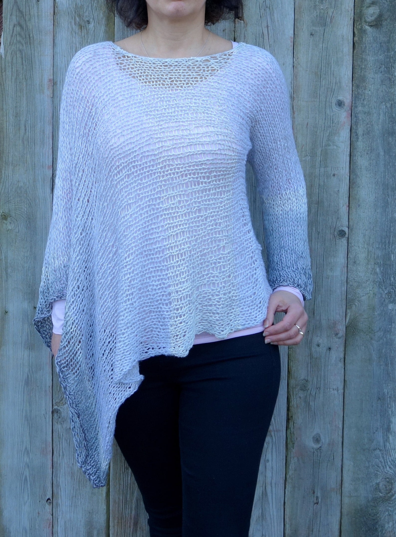 Knitting PATTERN- Stowe Asymmetrical Sweater, Ombres Loose Knit Wrap ...