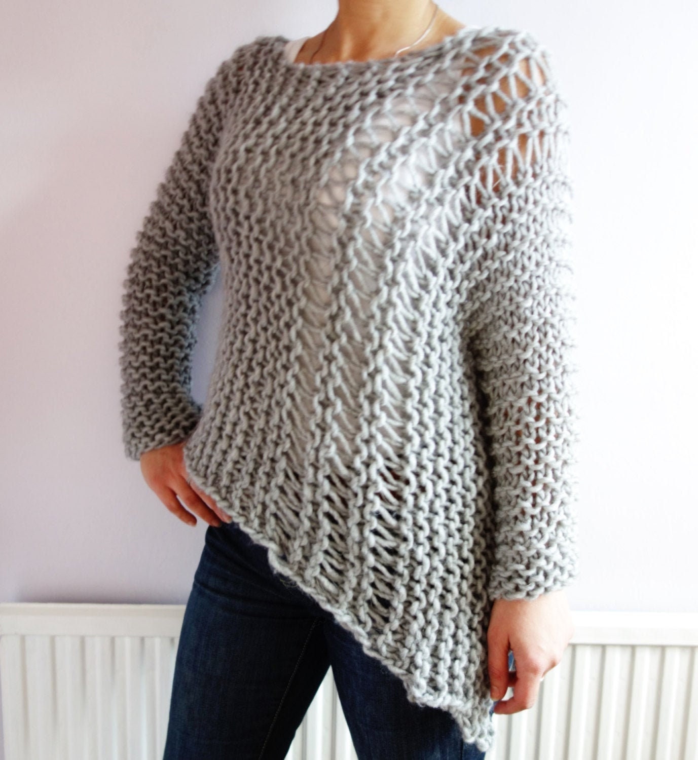 Knitting PATTERN- Funky Bulky Asymmetrical Sweater, Loose Knitting PATTERN- Funky Bulky Asymmetrical Sweater, Loose