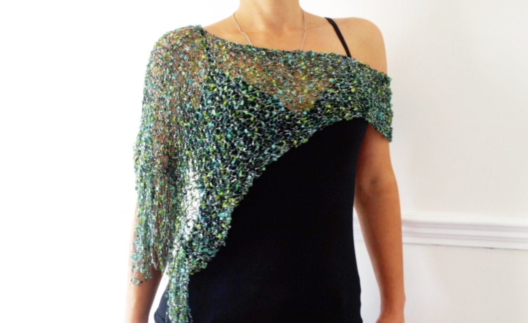 Knitting PATTERN- Party Glitter Wrap, Asymmetrical Loose Knit Evening ...