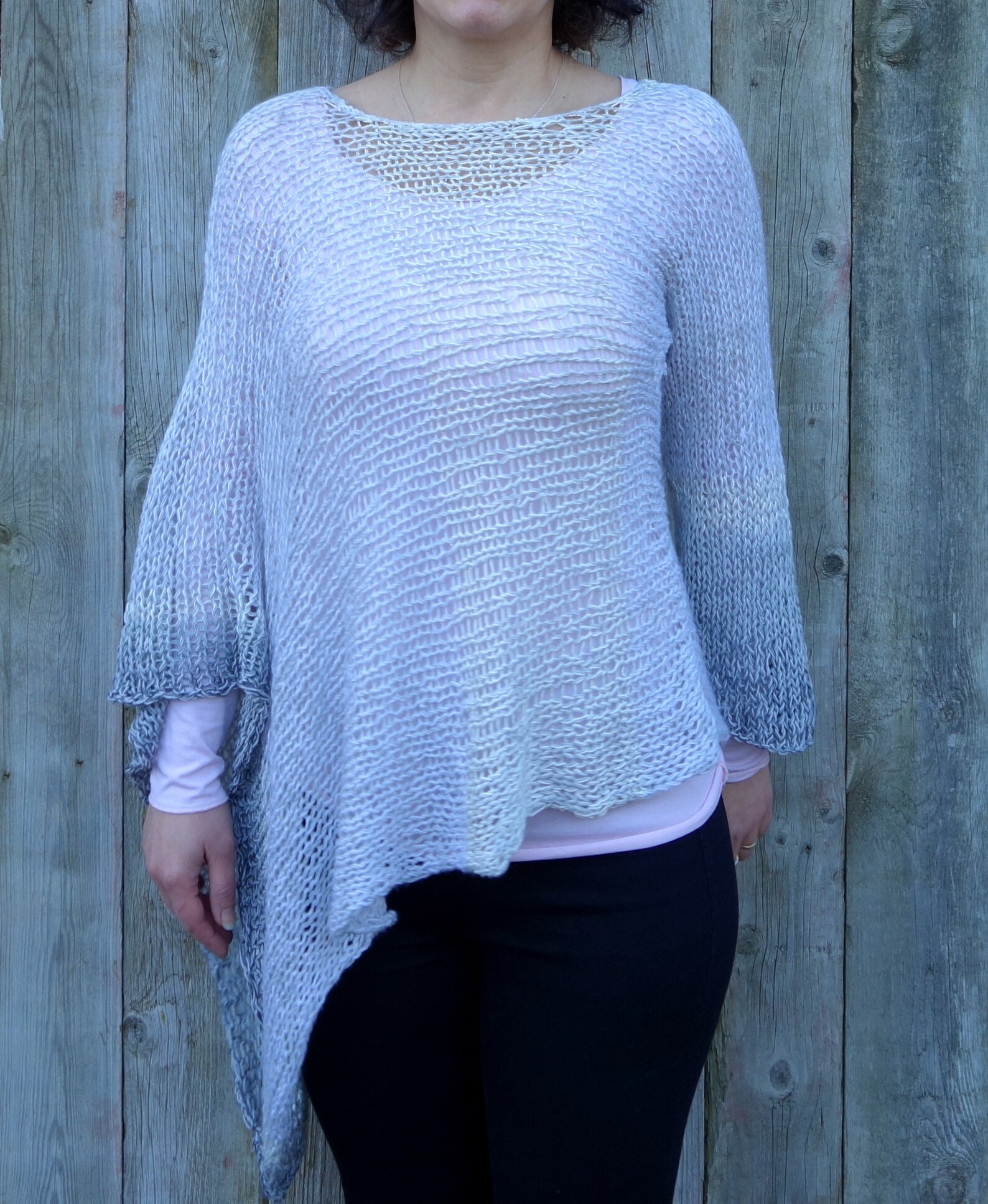Knitting PATTERN- Stowe Asymmetrical Sweater, Ombres Loose Knit Wrap ...