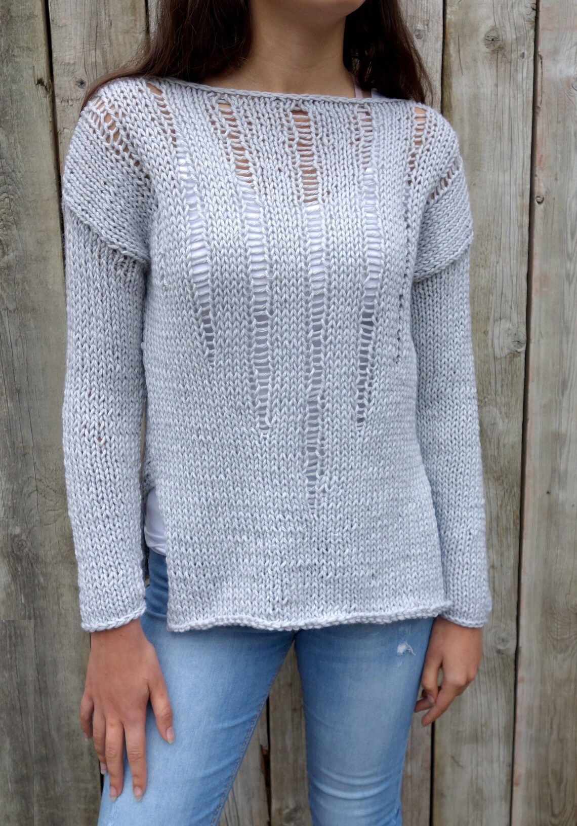 Sweater Knitting PATTERN Ripped/ Loose Knit Jumper/ off the | Etsy
