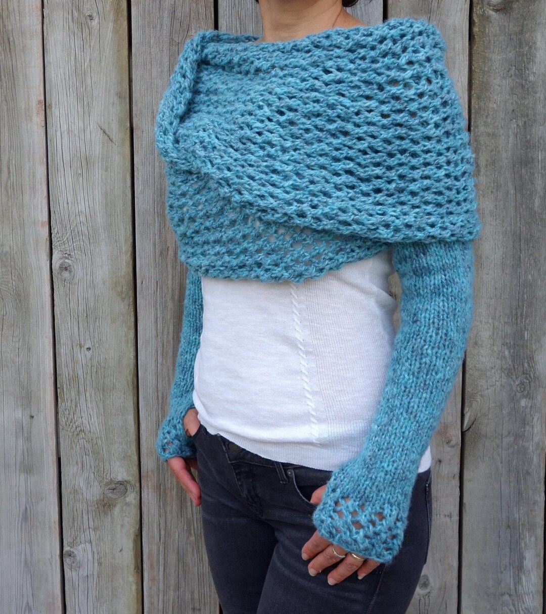 Knitting PATTERN: Chunky Lace Shrug With Sleeves (PDF File Download) - Etsy