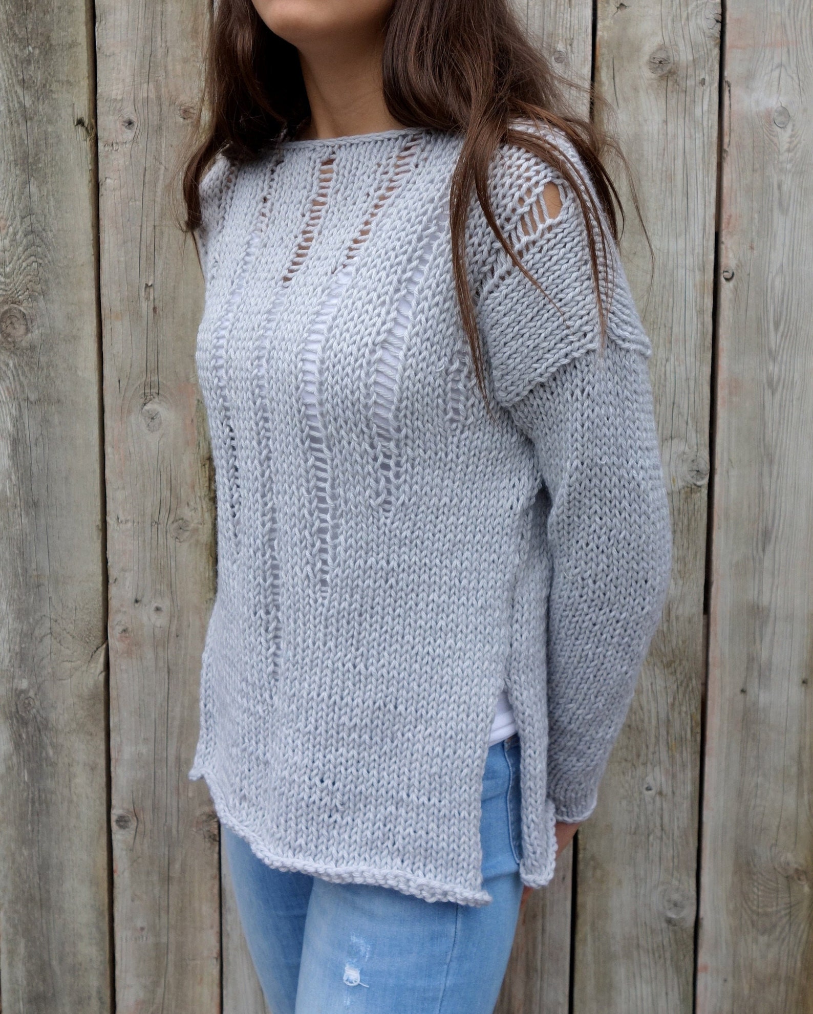 Sweater Knitting PATTERN - Ripped/ Loose Knit Jumper/ off the Shoulder ...