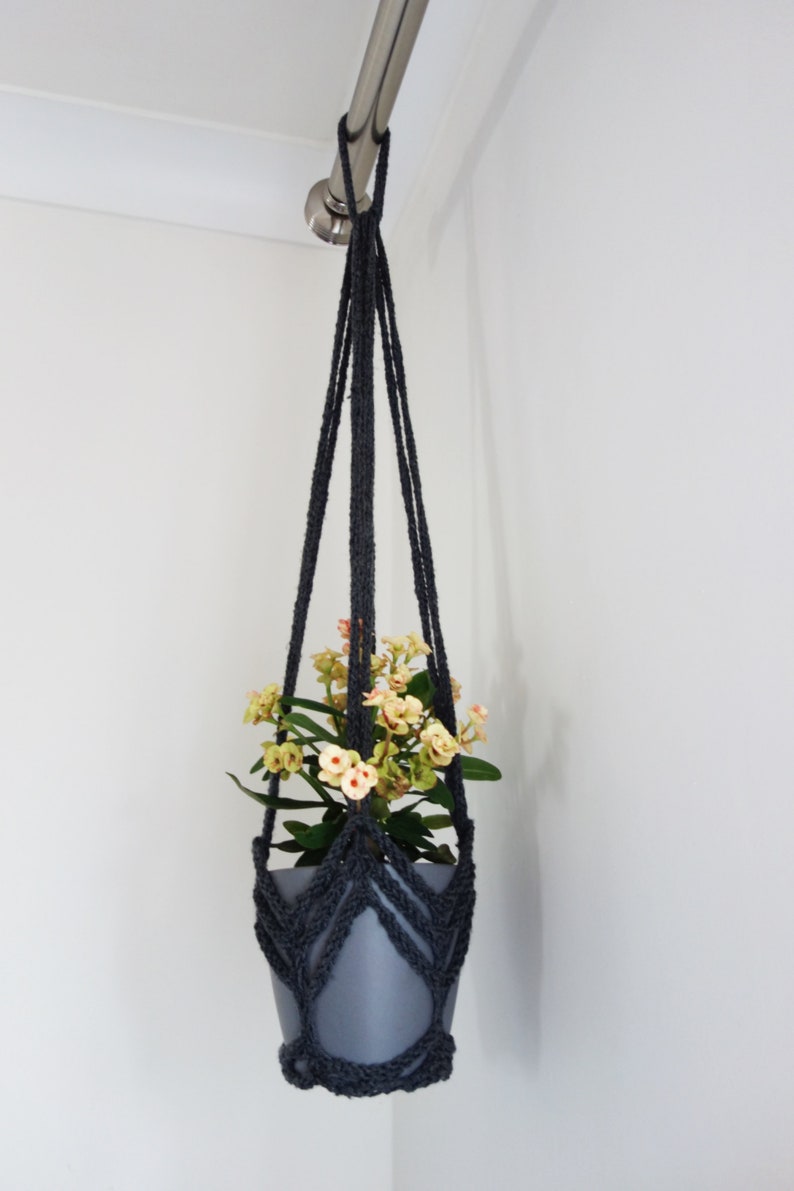 Knitted Plant Pot Hanger PATTERN: Chevron Boho Decor (PDF Pattern) - Etsy