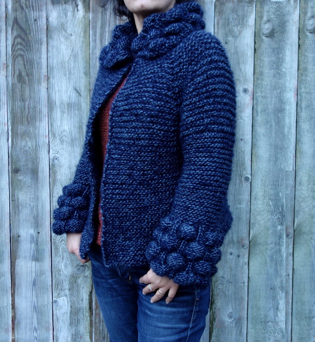 Knitting PATTERN- Verbena Jacket/bulky Bubble Cardigan/ Hand Knit Coat ...