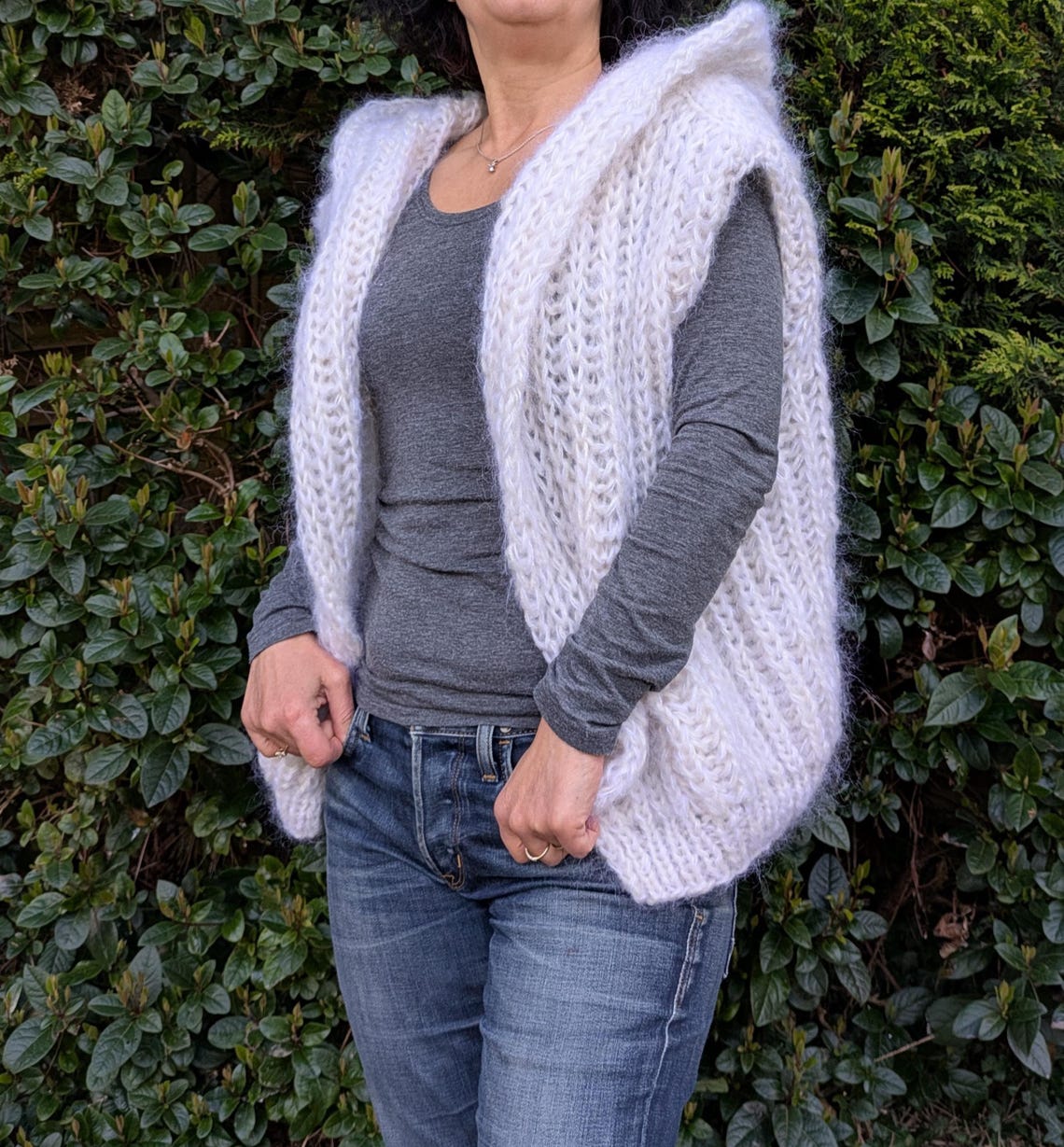 Knitting PATTERN- Hooded Brioche Gilet/bulky Bomber Cardigan/ Hand Knit ...