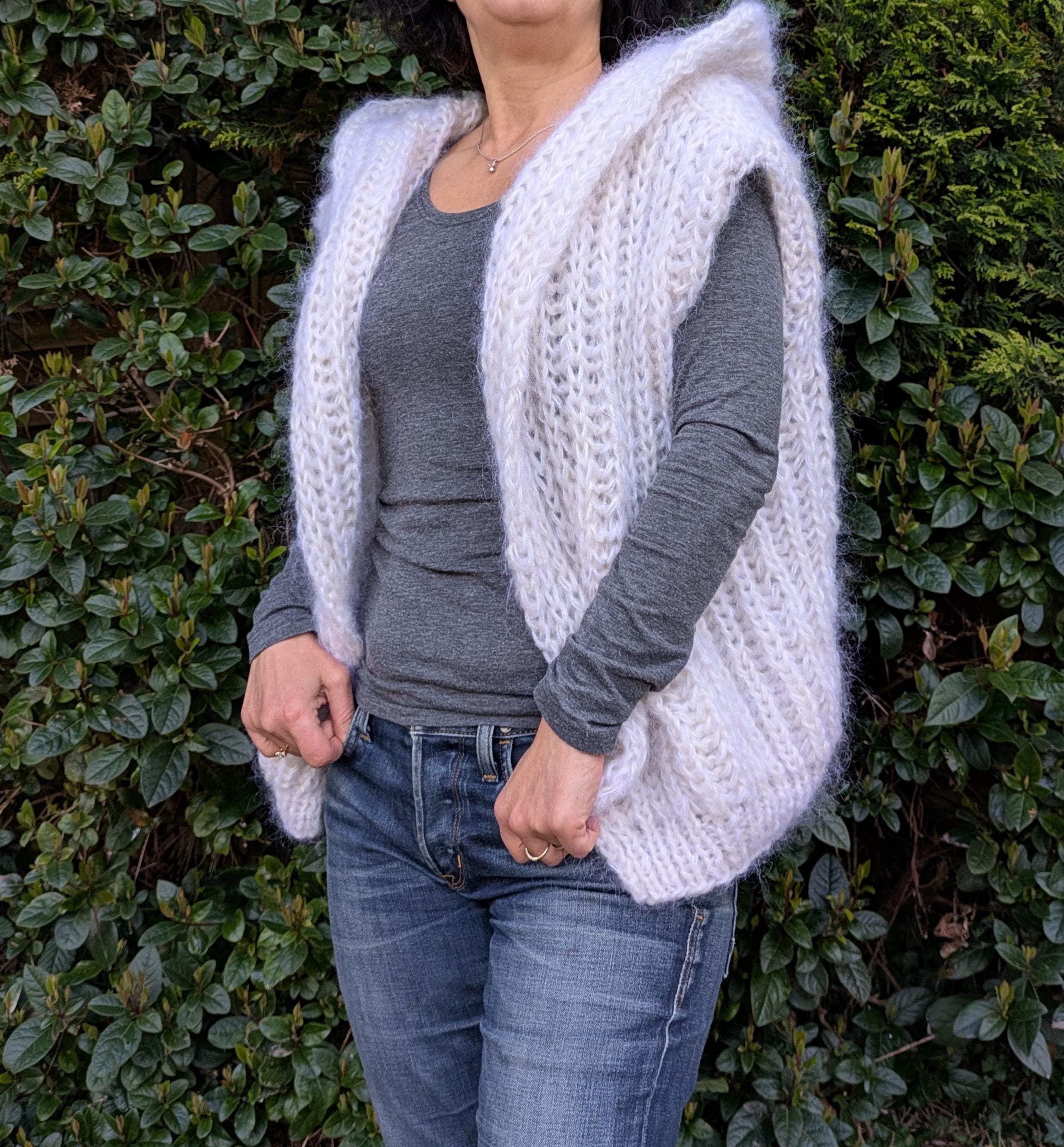 Knitting PATTERN- Hooded Brioche Gilet/bulky Bomber Cardigan/ Hand Knit ...