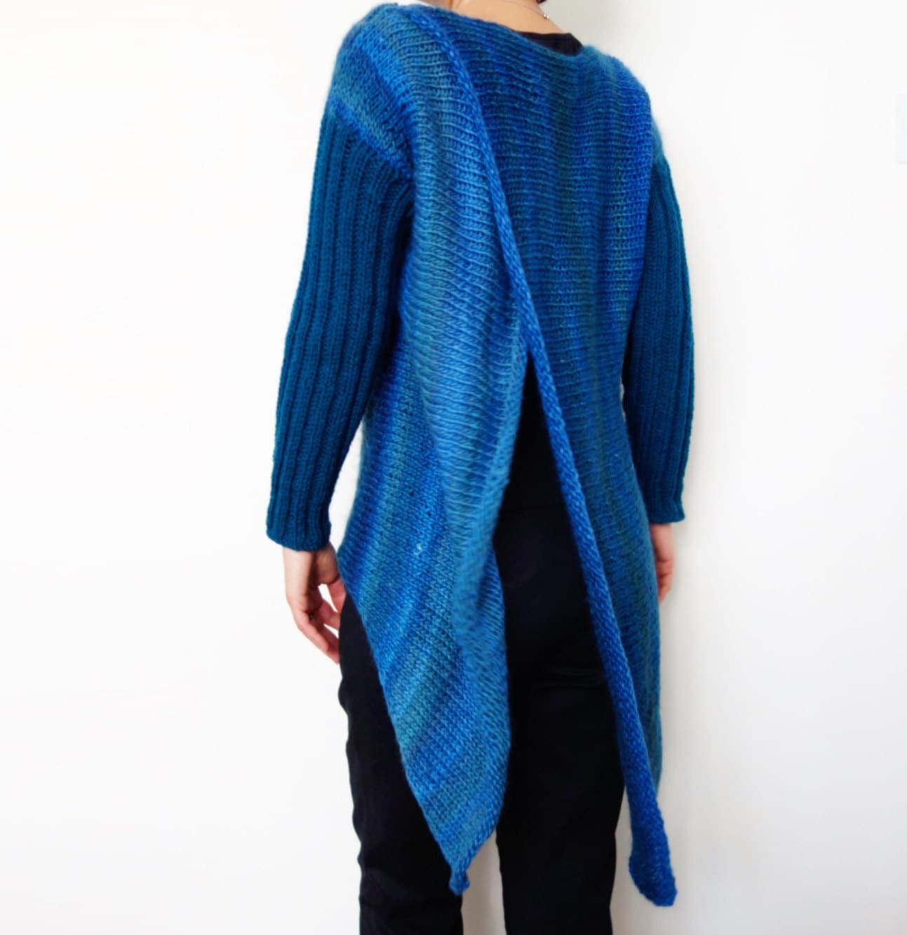 Knitting PATTERN Open Back Long Asymmetrical Sweater/ Loose - Etsy UK