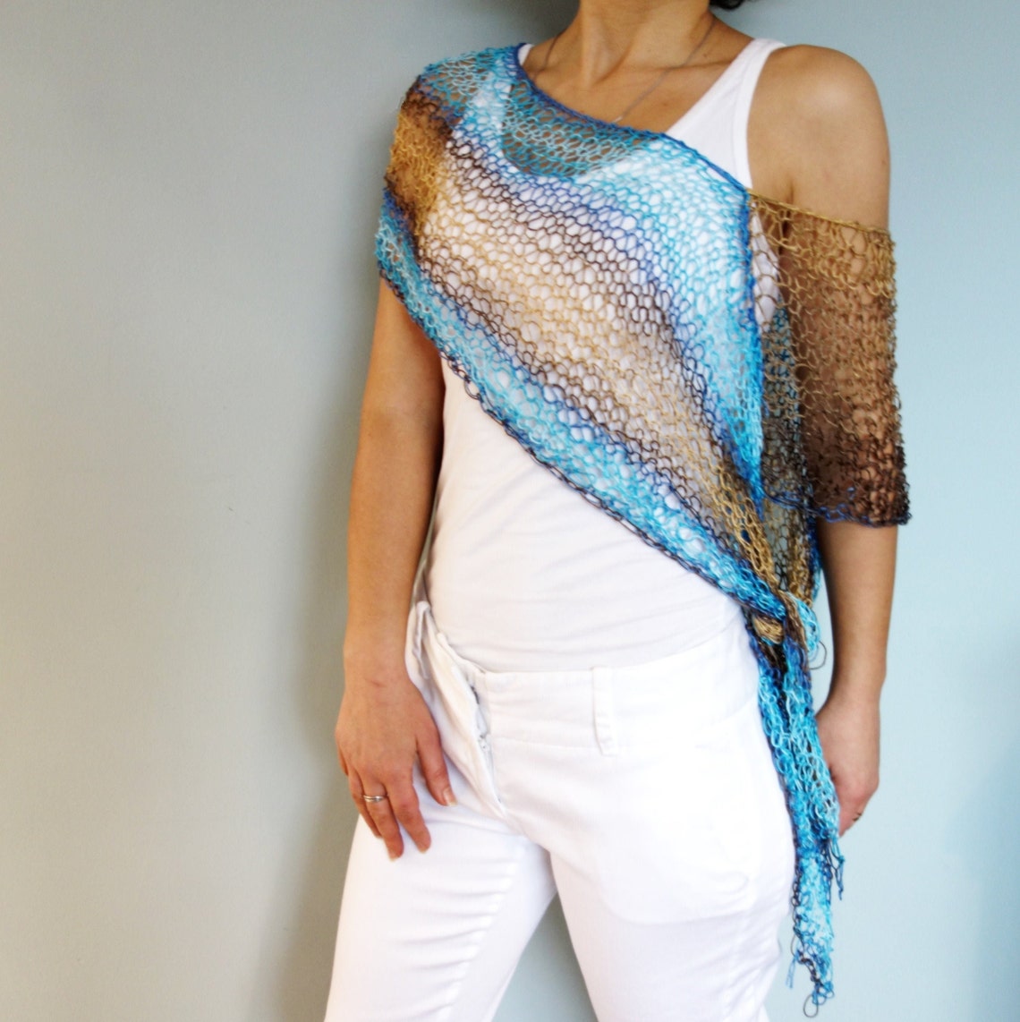 Knitting PATTERN Cornwall Wrap/ Asymmetrical Loose Knit - Etsy