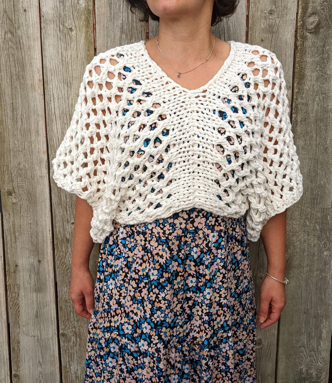 Knitting PATTERN- White Web Shrug/ Batwing Sleeve Pullover/boho Summer ...