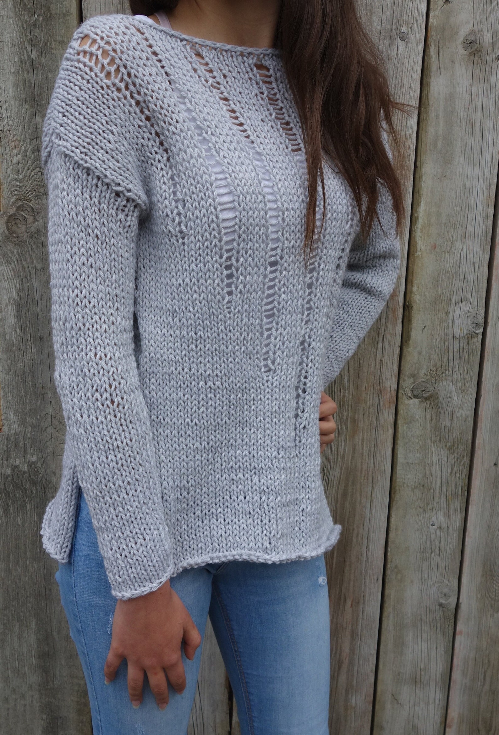 Sweater Knitting PATTERN - Ripped/ Loose Knit Jumper/ off the Shoulder ...