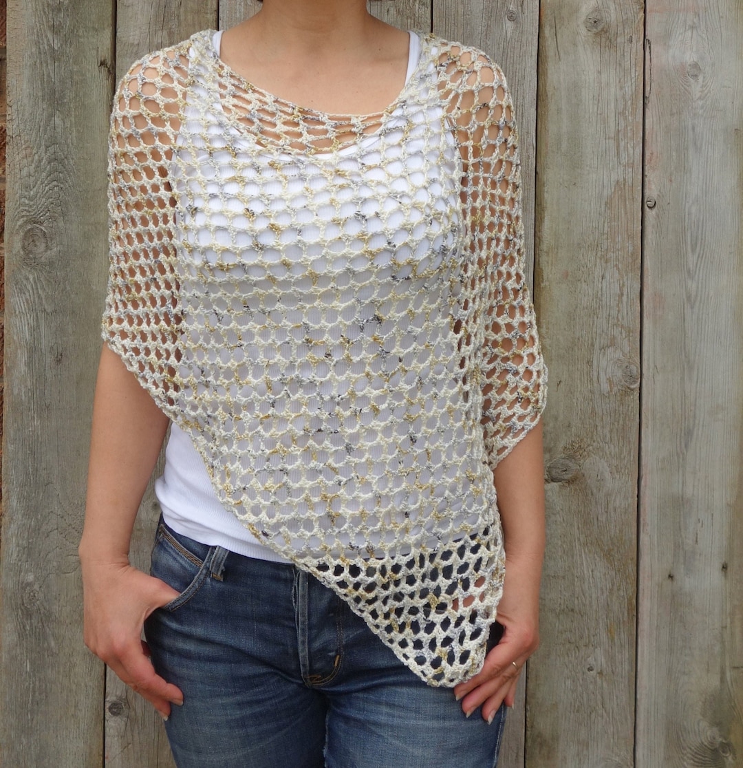 Crochet PATTERN- Mermaid Poncho, Laced Shoulders Cover-up, Asymmetrical ...