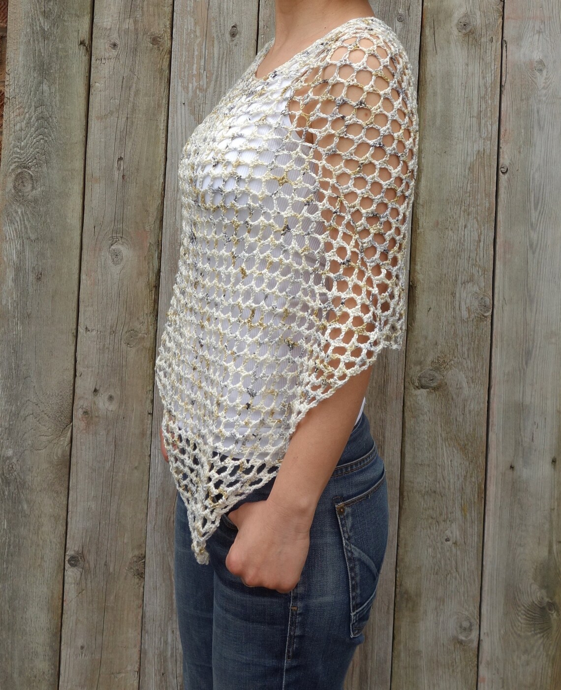 Crochet PATTERN Mermaid Poncho Laced Shoulders Cover-up - Etsy