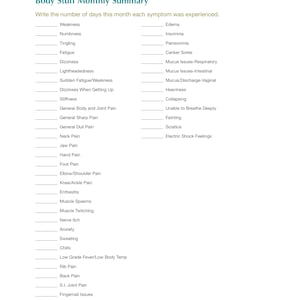 Chronic Illness Easy Symptom Checklist-daily With Monthly Summary - Etsy